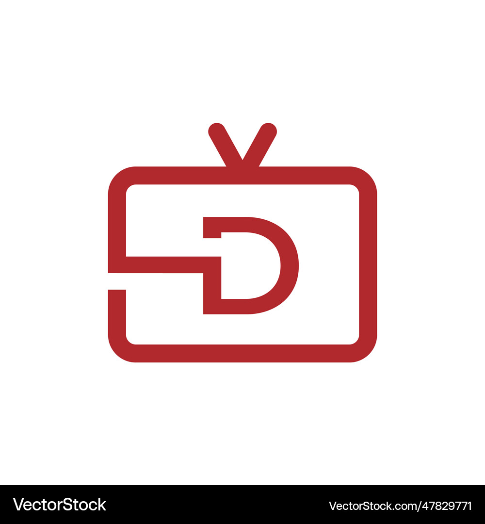 D letter channel television logo design Royalty Free Vector