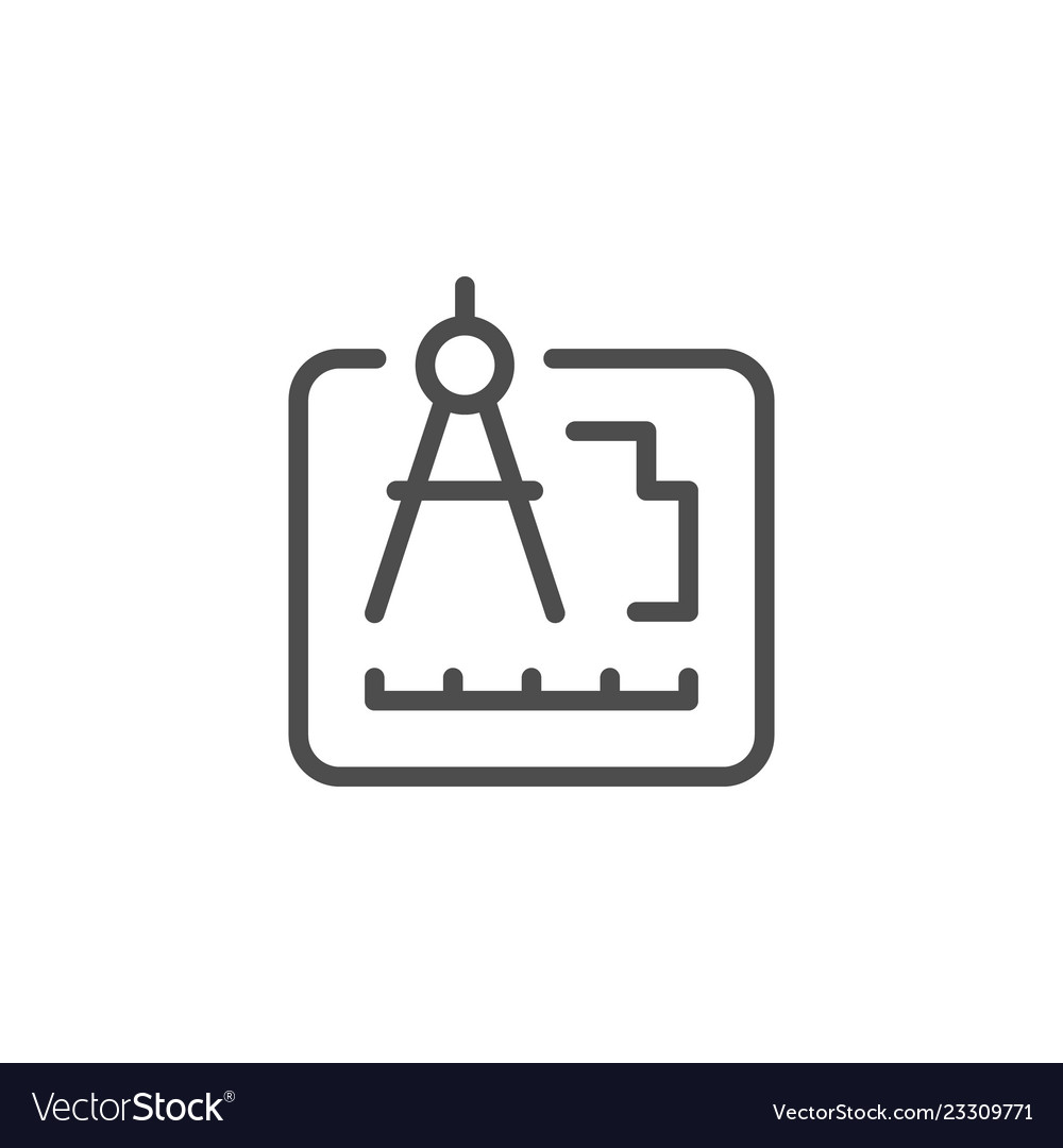 Engineering document line icon Royalty Free Vector Image