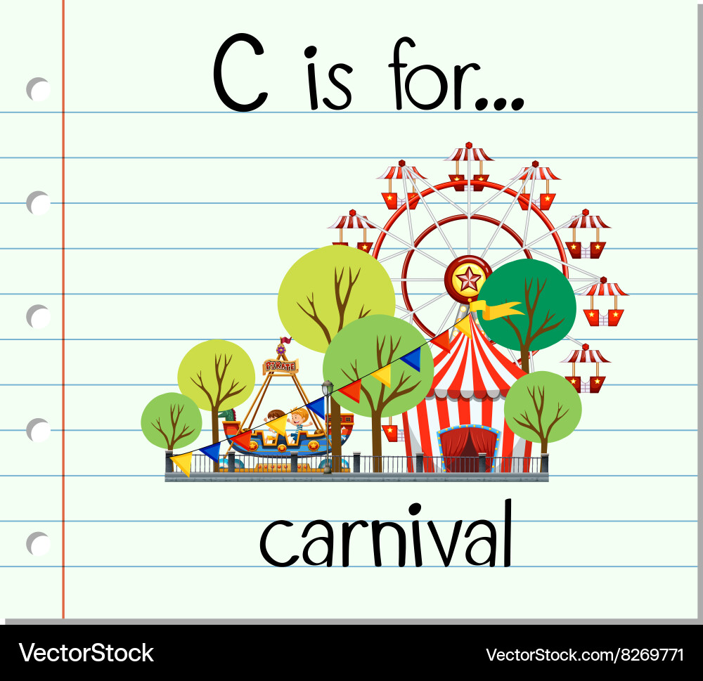 Flashcard letter c is for carnival Royalty Free Vector Image