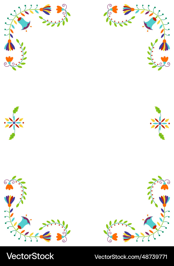 Folk embroidery frame design template for fiesta Vector Image