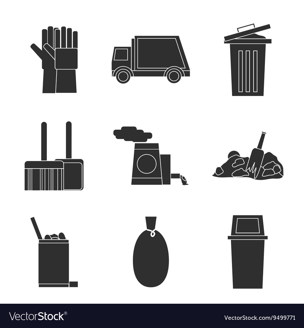 Garbage icons set Royalty Free Vector Image - VectorStock