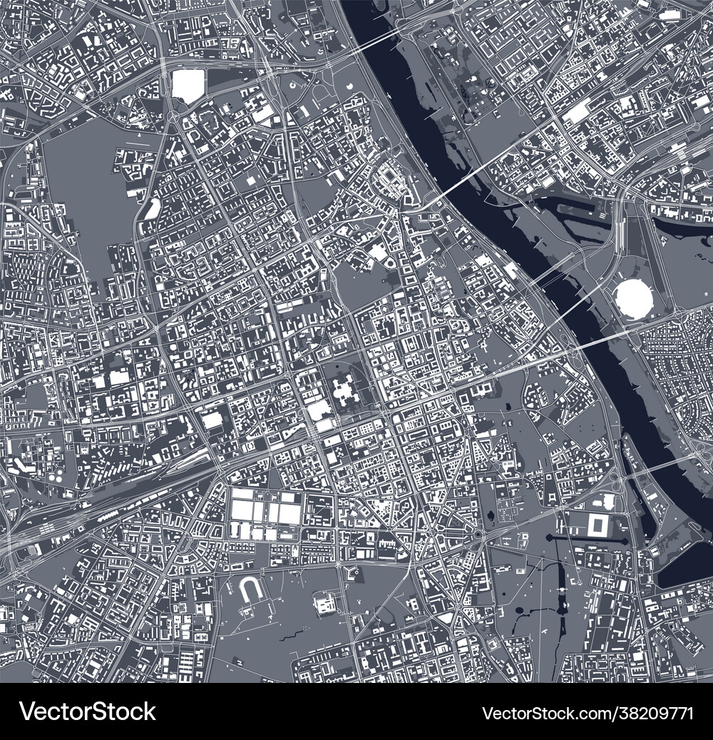 Map city warsaw poland Royalty Free Vector Image