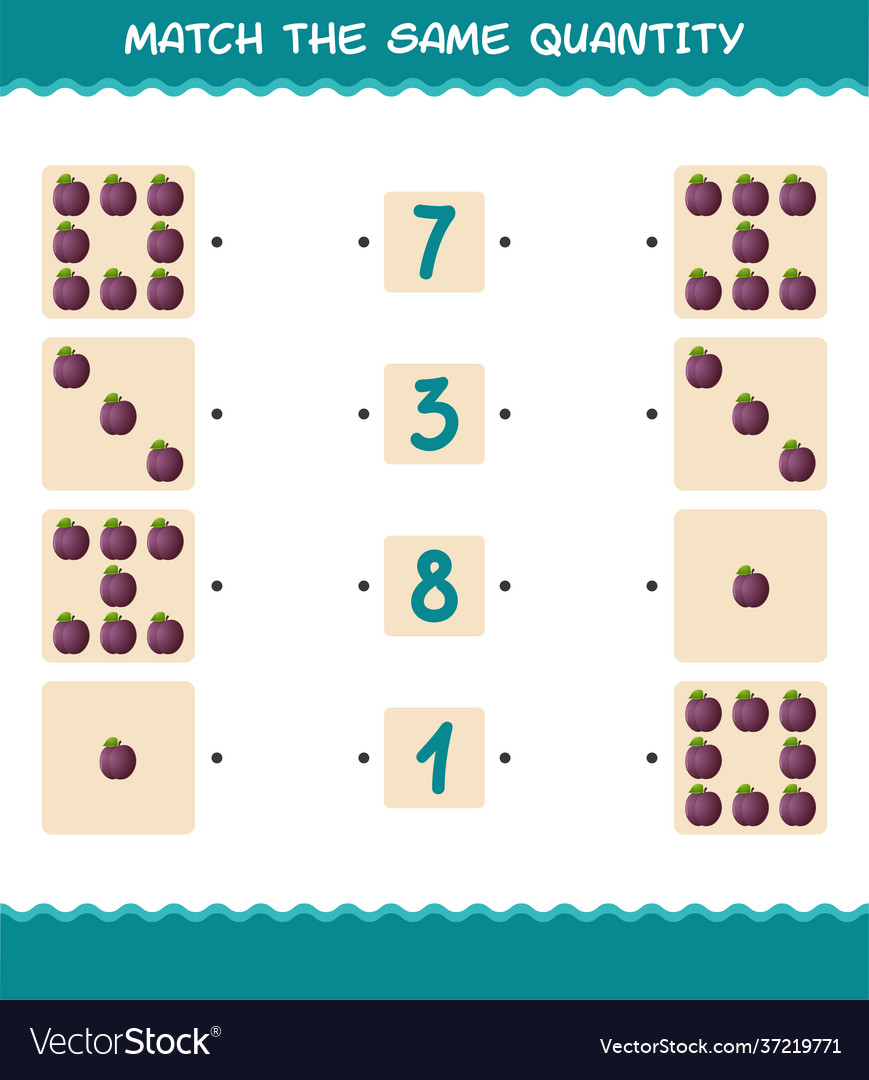 Match same quantity plum Royalty Free Vector Image