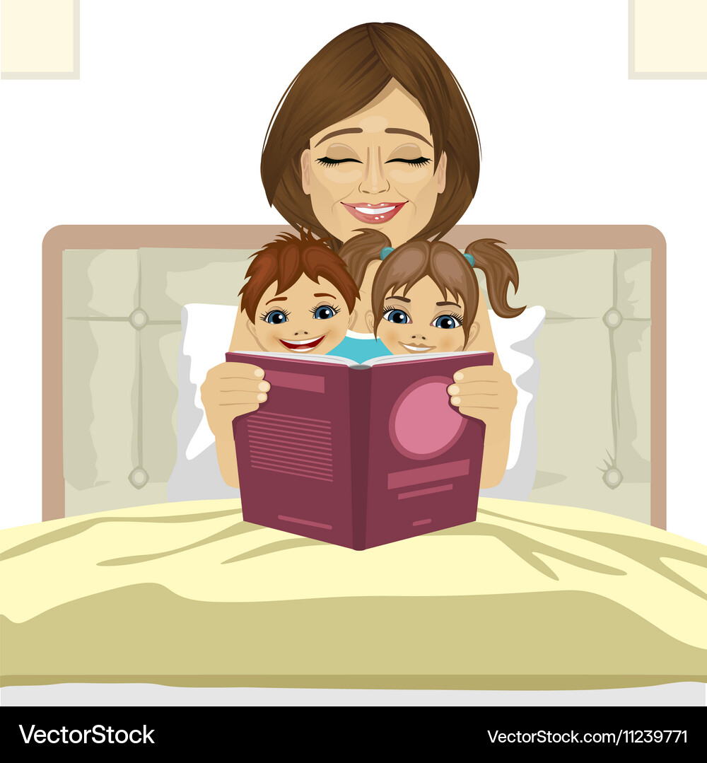Mother Reading to Children Royalty Free Vector Image