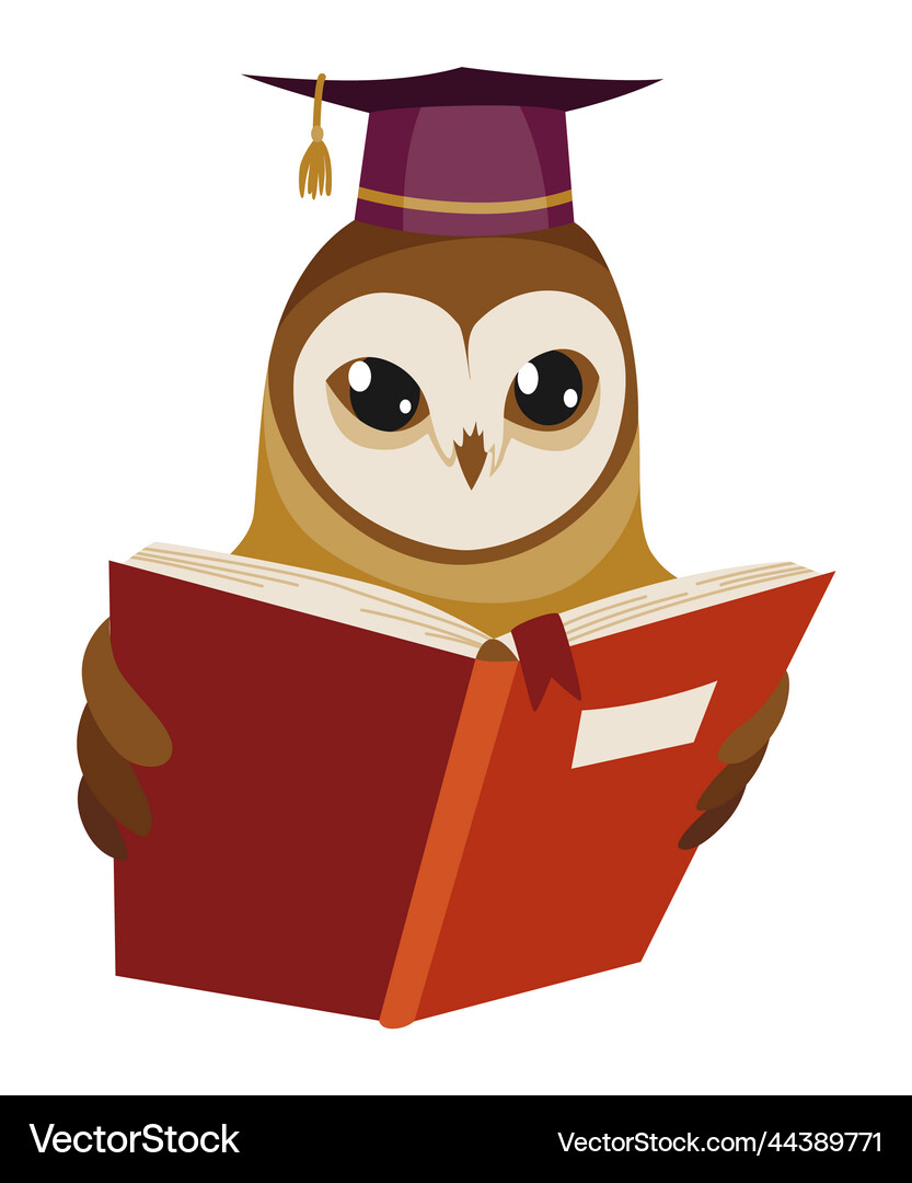 Owl wearing graduation cap cute wise with hat Vector Image