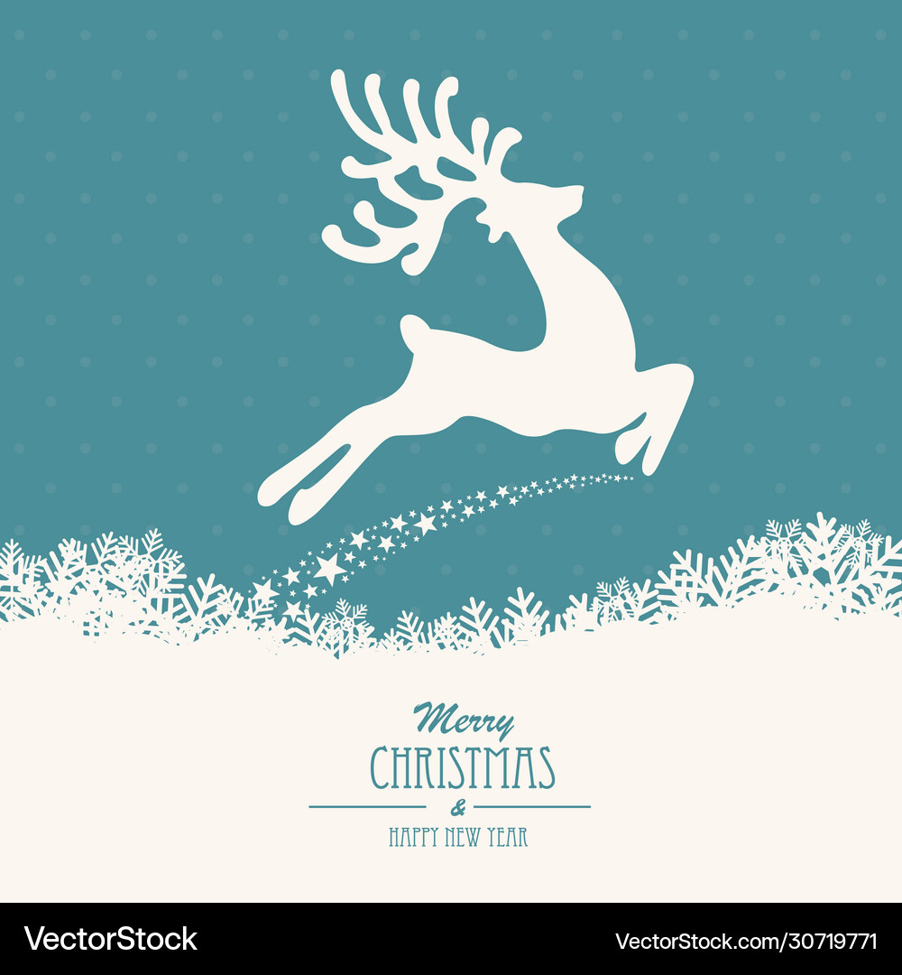 Reindeer fly merry christmas Royalty Free Vector Image