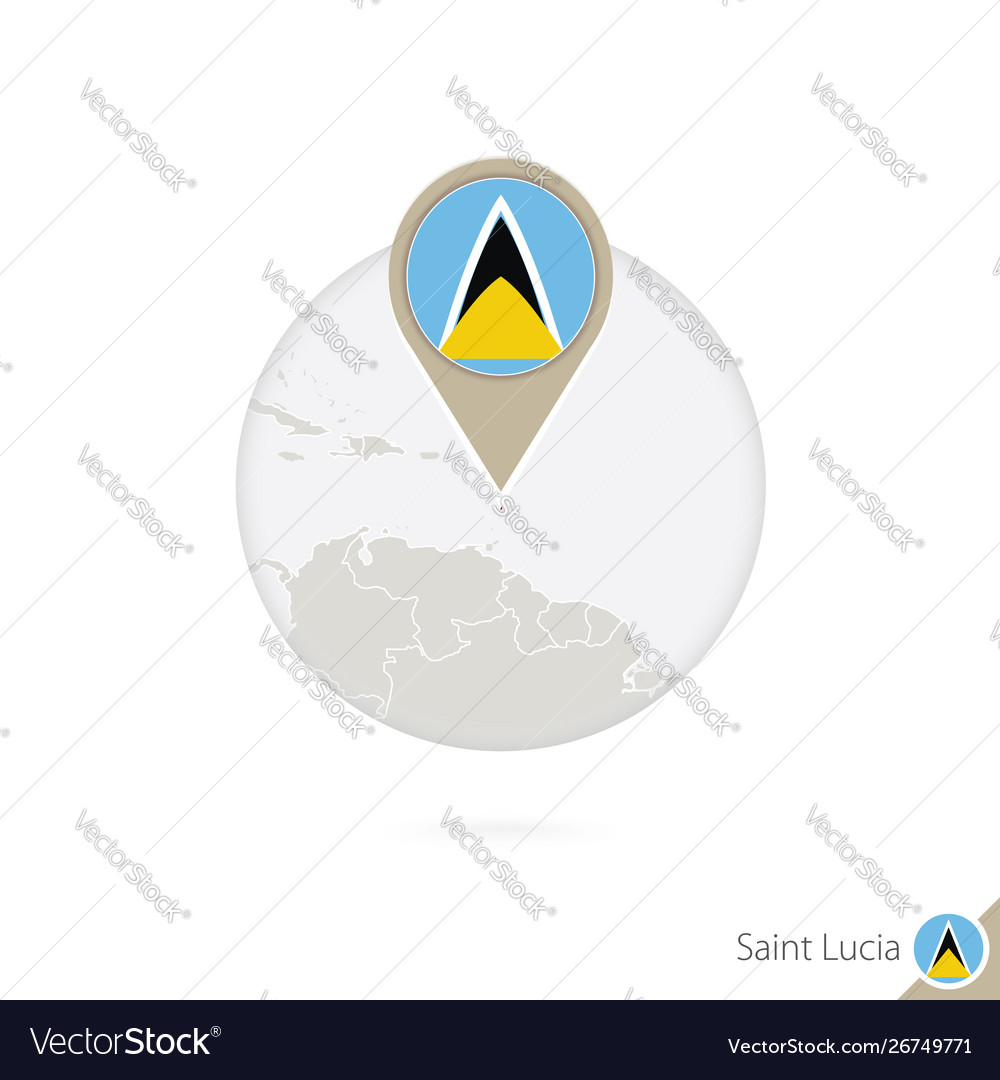 Saint lucia map and flag in circle map Royalty Free Vector