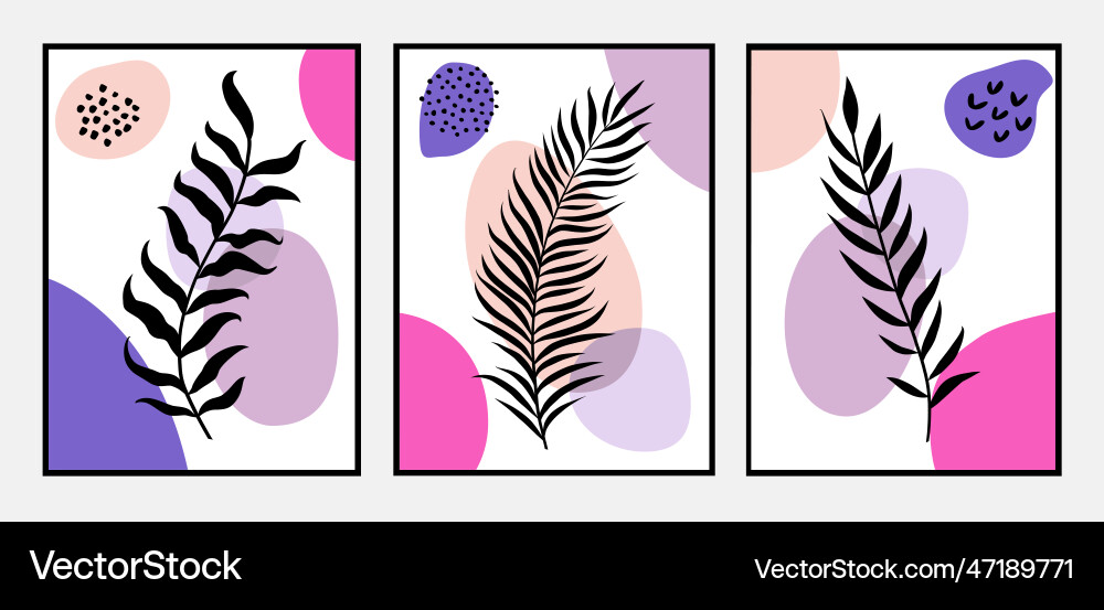 Set of floral elements on abstract backgrounds Vector Image