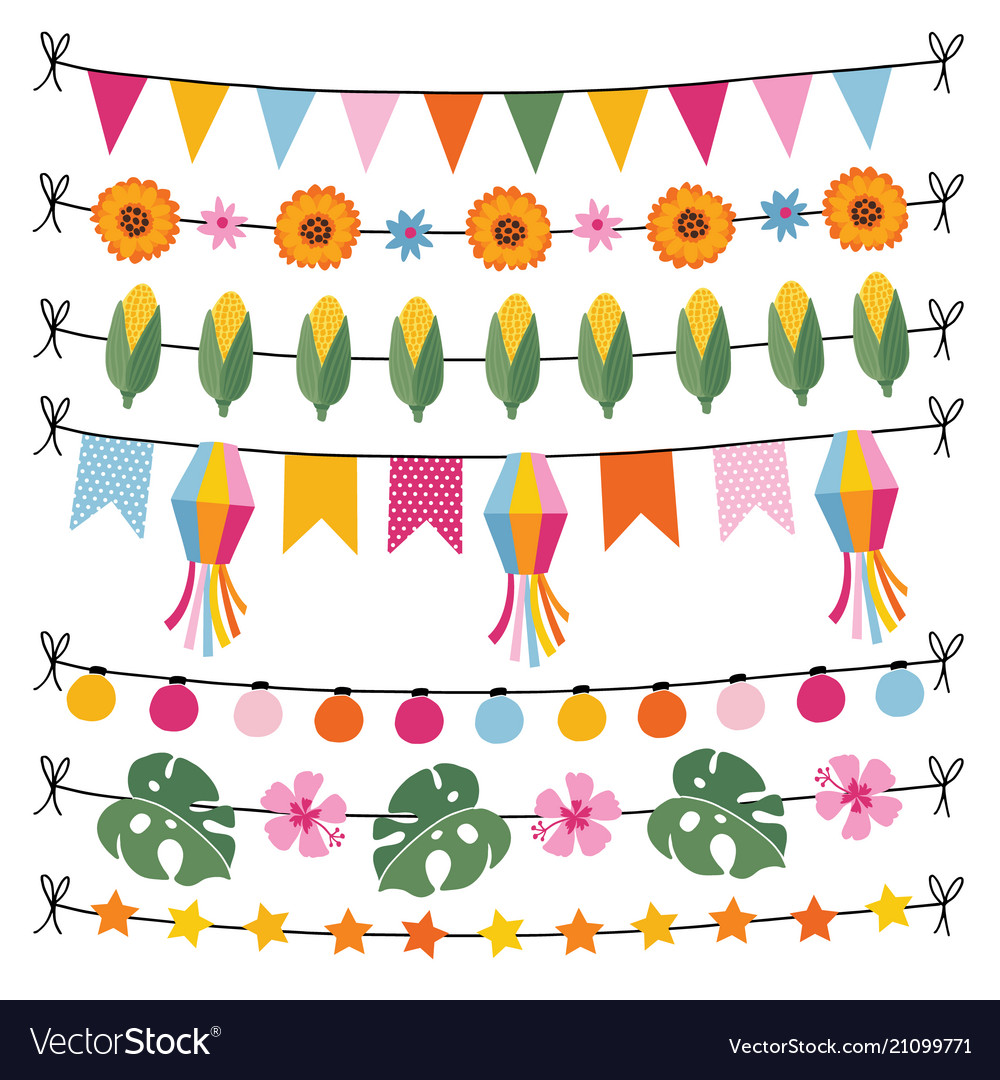 Set of tropical summer garlands string lights Vector Image