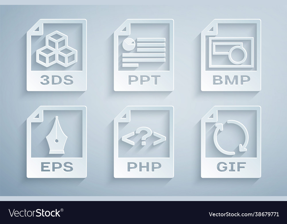 Set Php File Document Bmp Eps Ppt And 3ds Vector Image