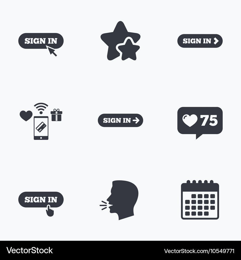 Sign in icons login with arrow hand pointer Vector Image