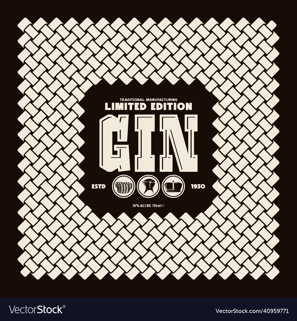 Template decorative label for gin Royalty Free Vector Image