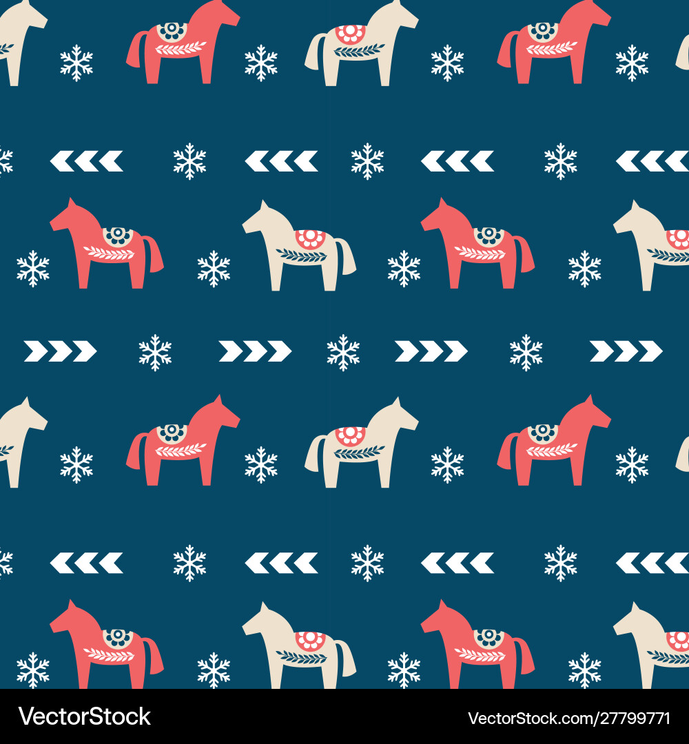 Winter folk art seamless pattern in scandinavian Vector Image