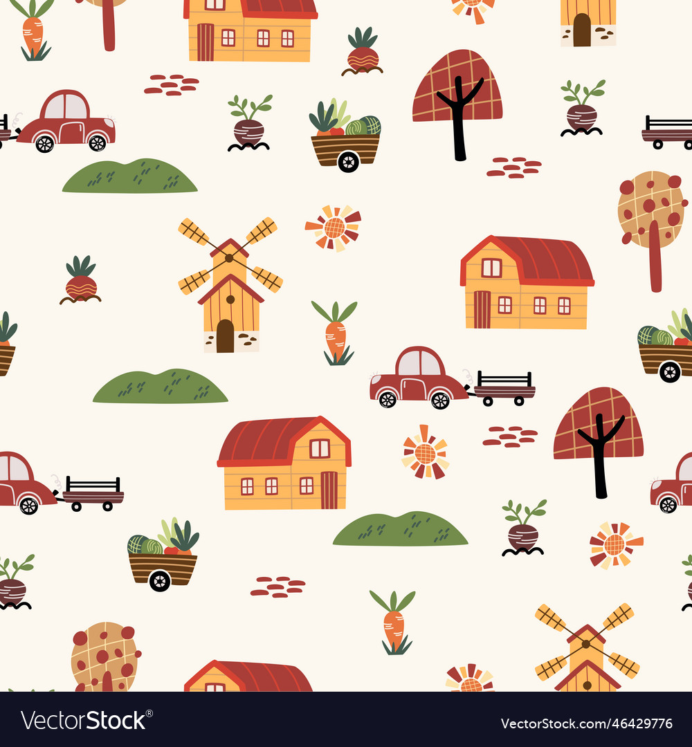 0195 farm pattern Royalty Free Vector Image - VectorStock