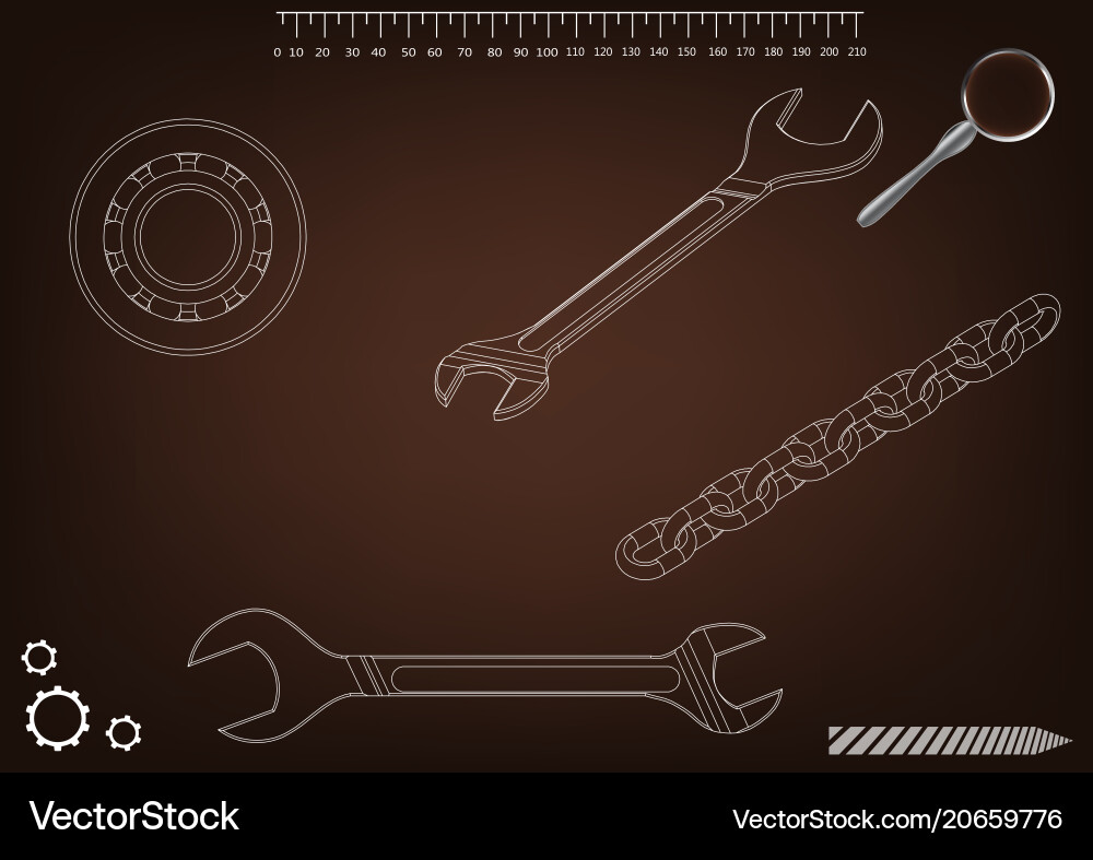 Bearing wrench and chain Royalty Free Vector Image