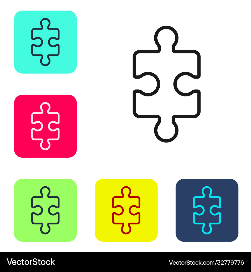 Black line piece puzzle icon isolated on white Vector Image