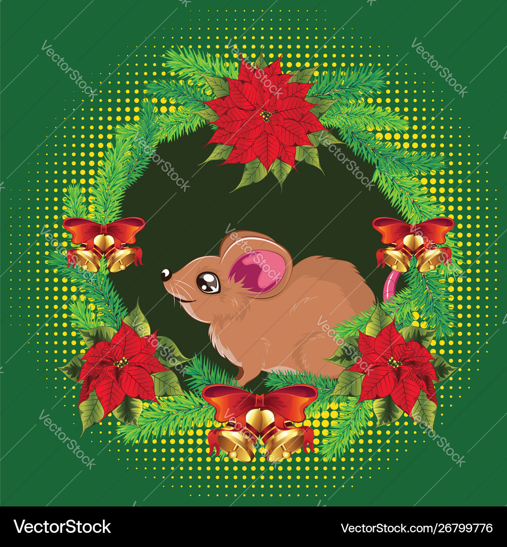 Christmas brown rat greetings Royalty Free Vector Image