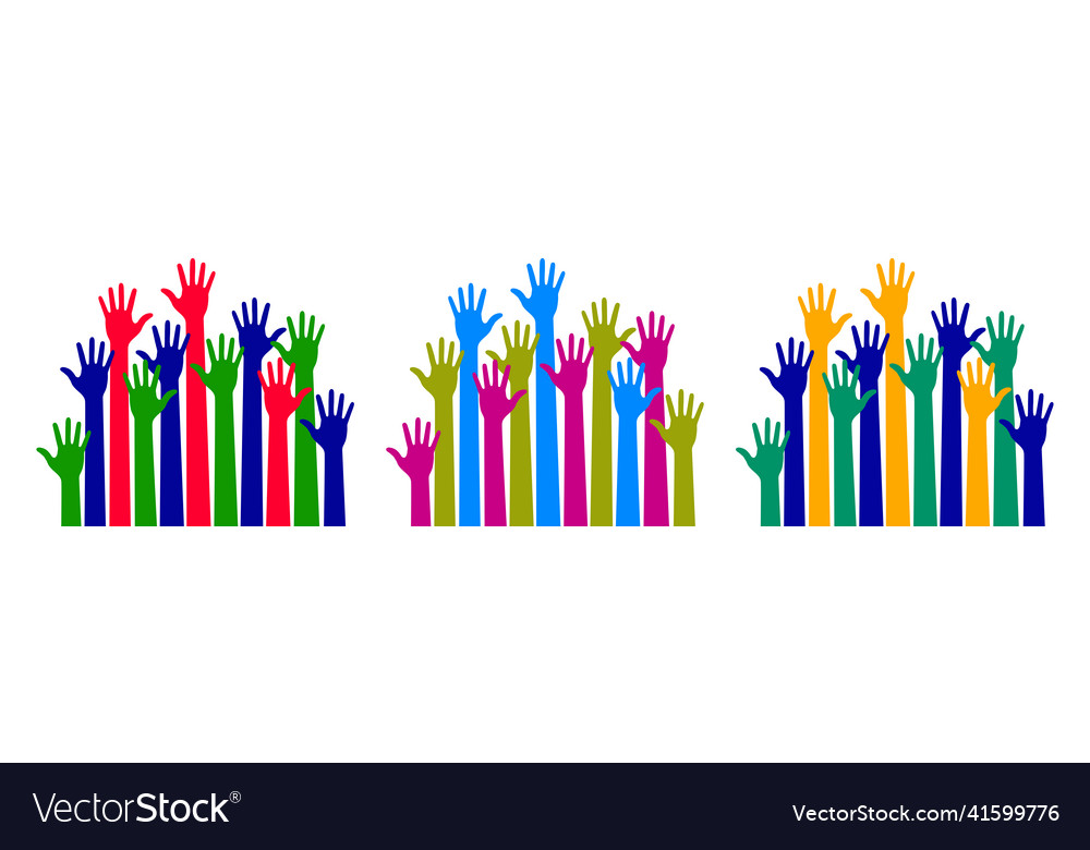Colorful caring up hands set volunteers Royalty Free Vector Colorful caring up hands set volunteers Royalty Free Vector