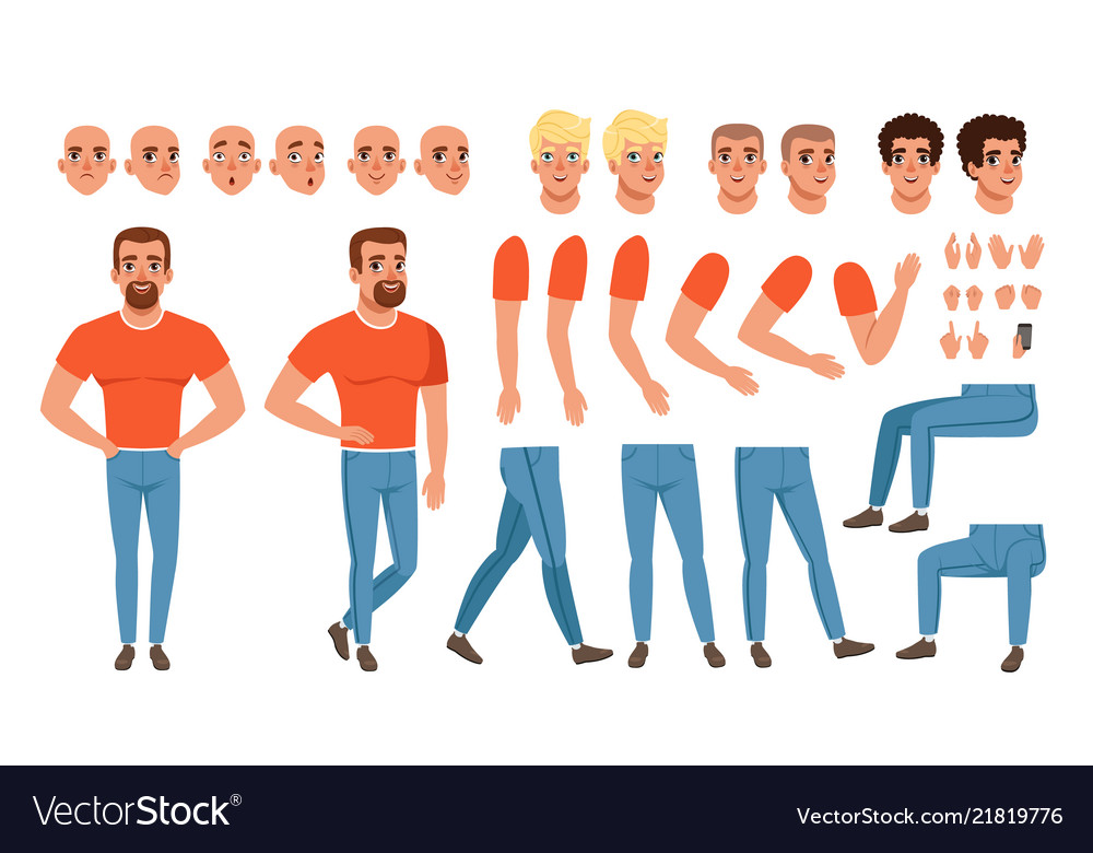 Creation set young man constructor Royalty Free Vector Image