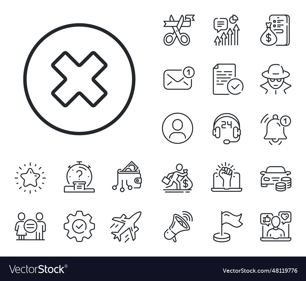 Delete line icon remove sign salaryman gender Vector Image Delete line icon remove sign salaryman gender Vector Image
