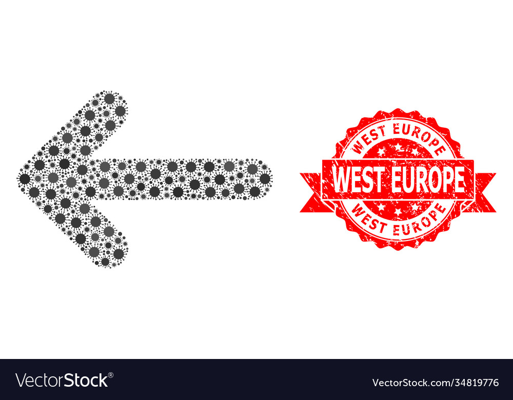 Distress west europe stamp and virus mosaic left Vector Image Distress west europe stamp and virus mosaic left Vector Image