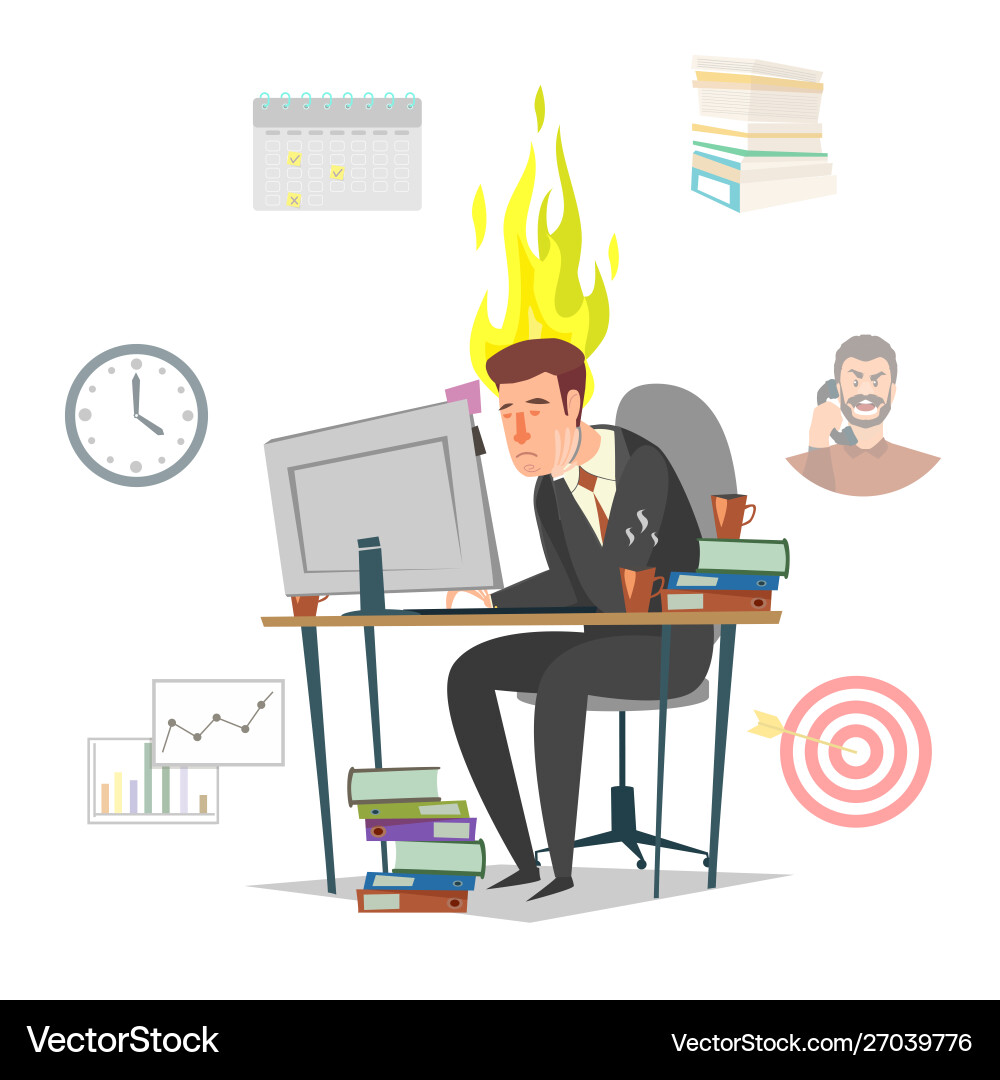 Emotional burnout concept flat isolated Royalty Free Vector