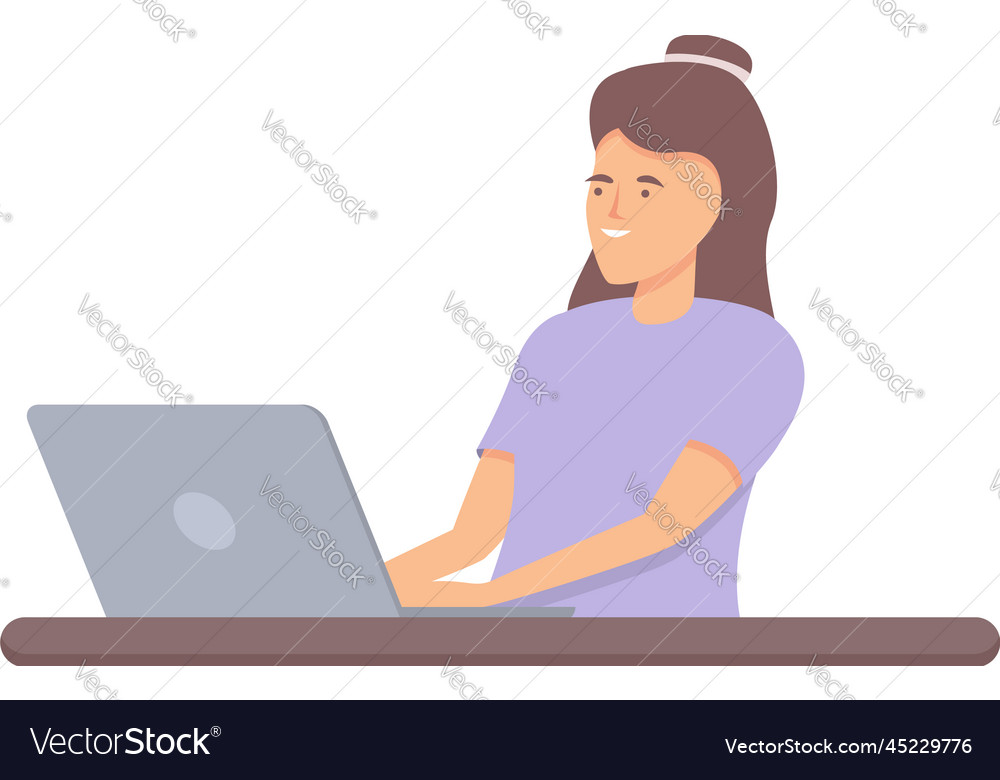 Girl programming icon cartoon computer Royalty Free Vector