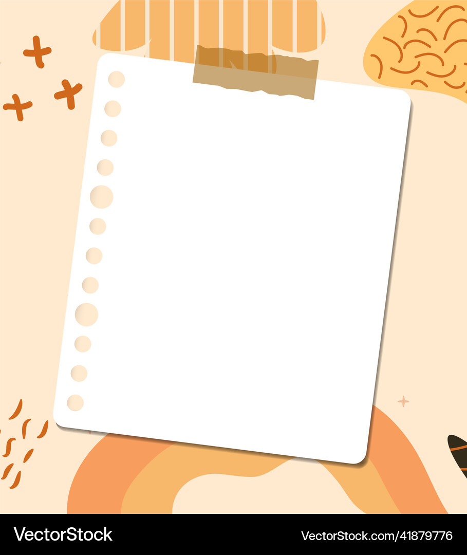 Hole punch paper note isolated on abstract shapes Vector Image