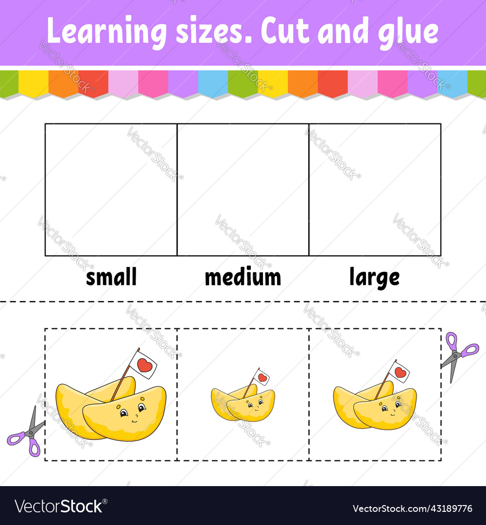 Learning sizes cut and glue easy level color Vector Image