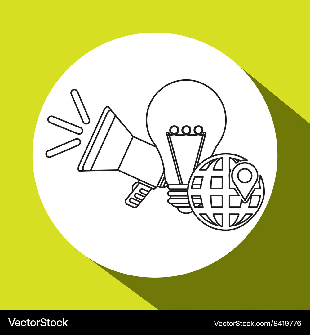 Megaphone and digital marketing design Royalty Free Vector