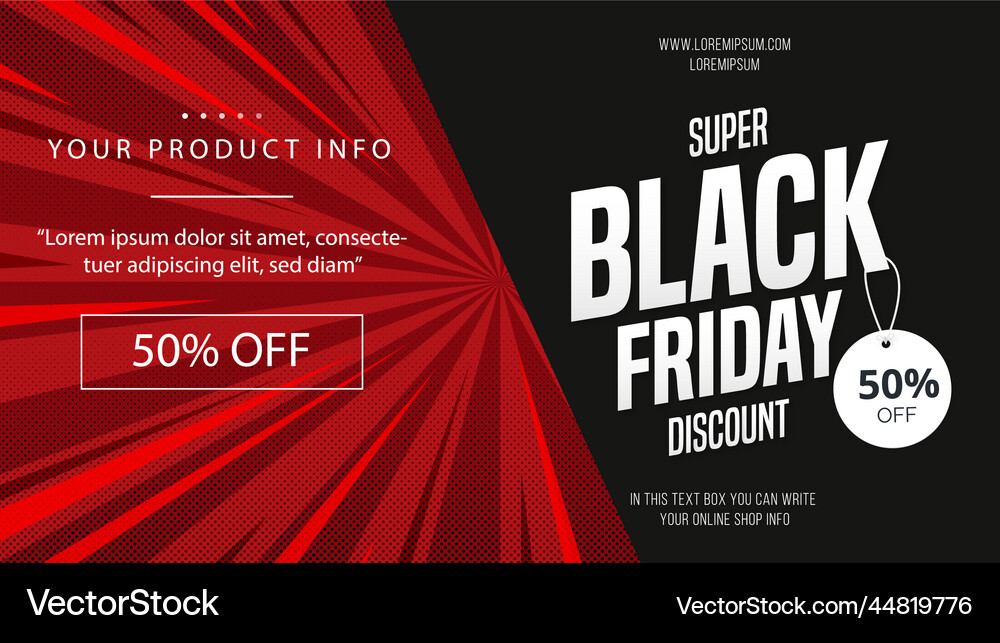 Modern black friday discount banner with red lines