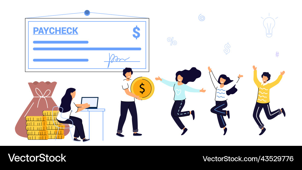 Paycheck salary and payroll concept boss pay Vector Image