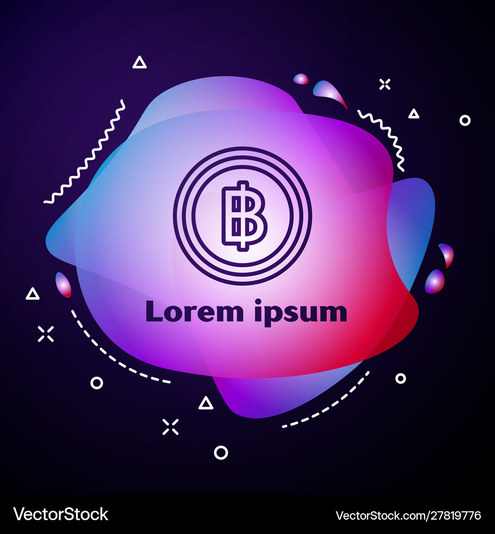 Purple line cryptocurrency coin bitcoin icon Vector Image