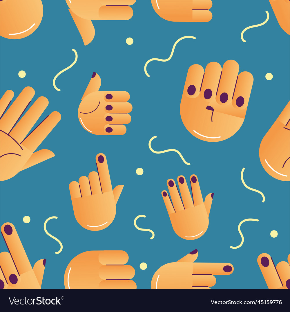 Seamless pattern background with different hand Vector Image