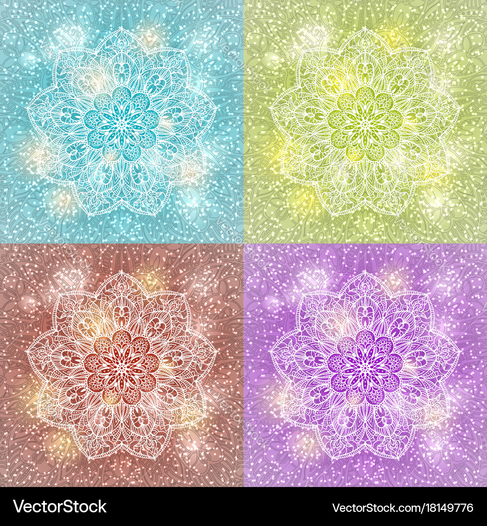 Set of mandala snowflake background Royalty Free Vector