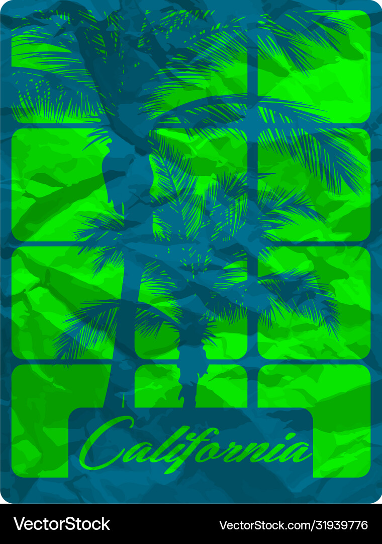 Sunset at tropical beach california Royalty Free Vector