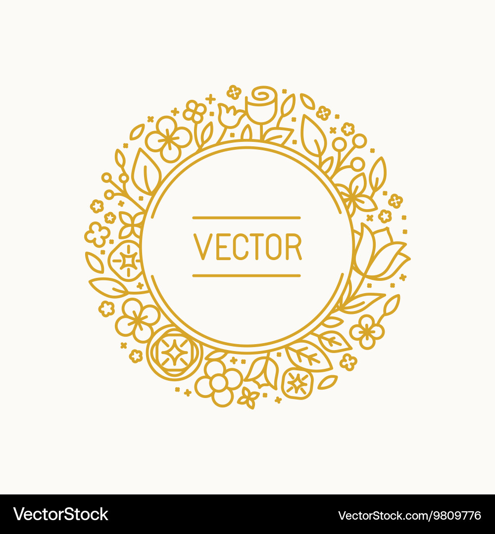 Vintage frame in trendy linear for florist Vector Image