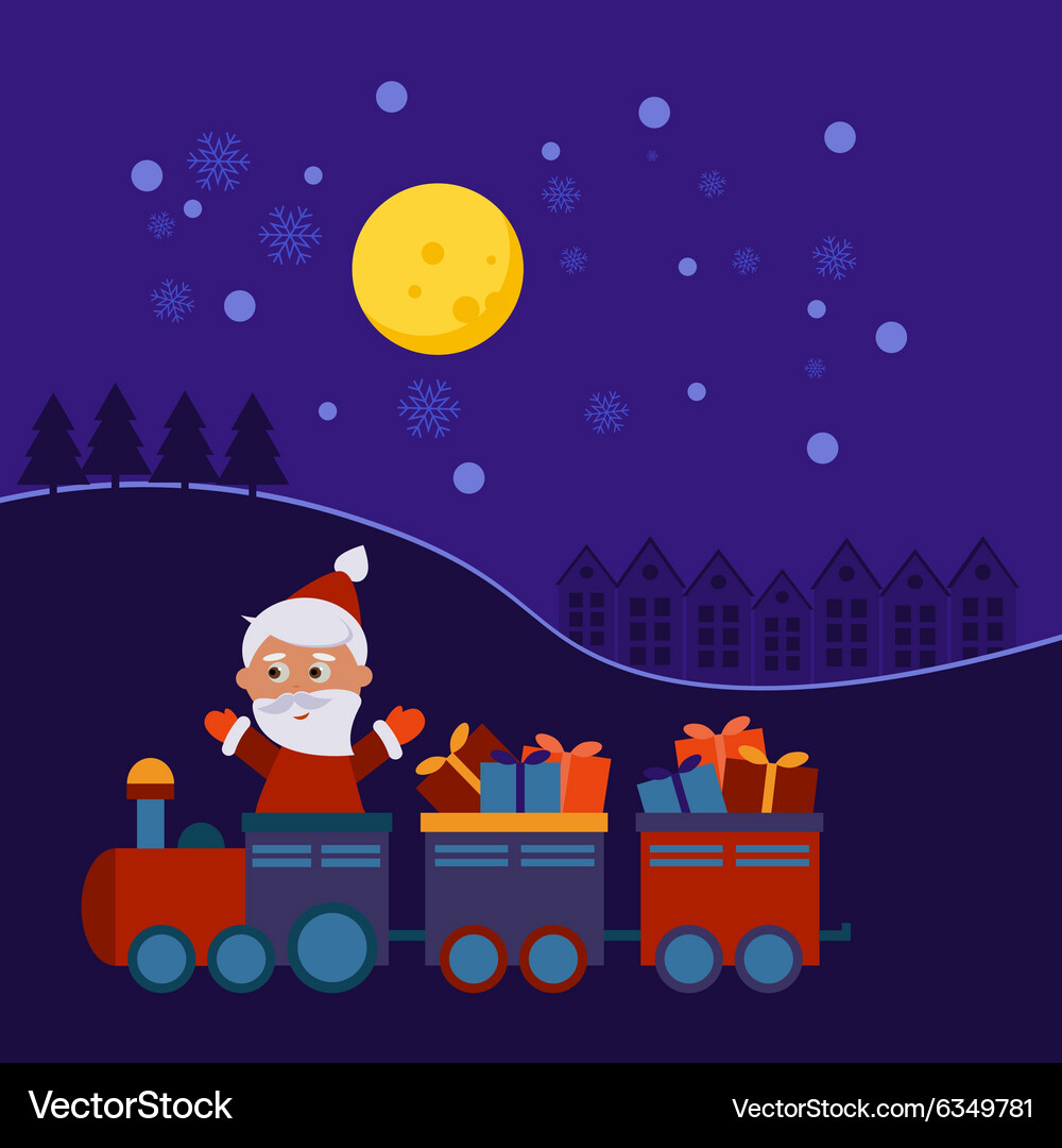 Christmas train with gifts Royalty Free Vector Image