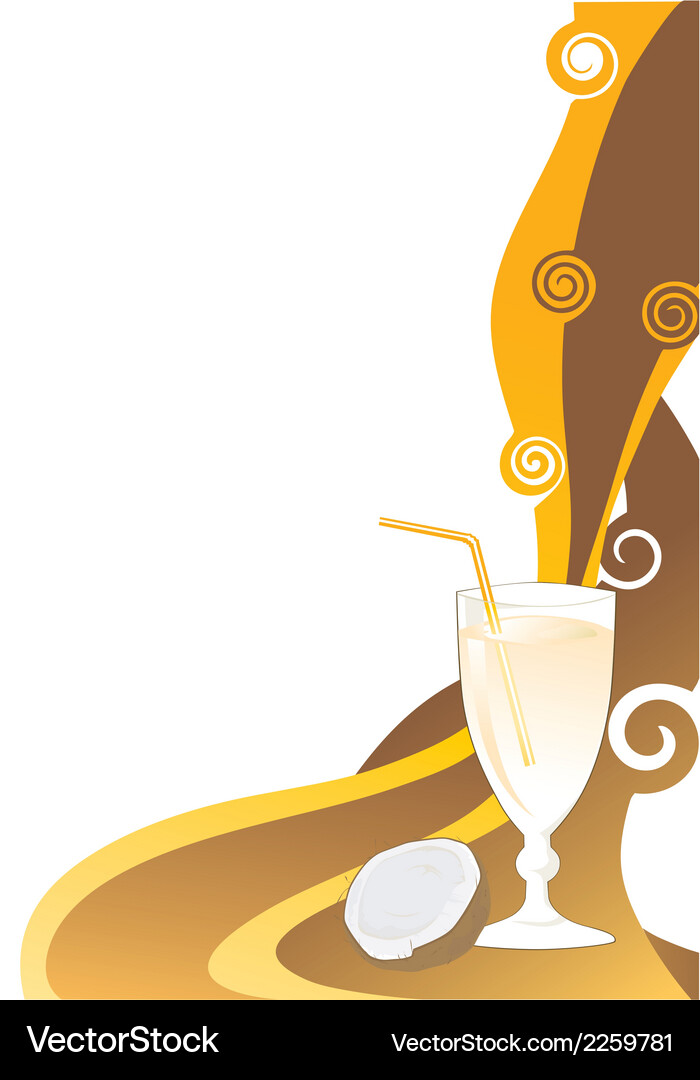 Cocktail glass with coconut Royalty Free Vector Image