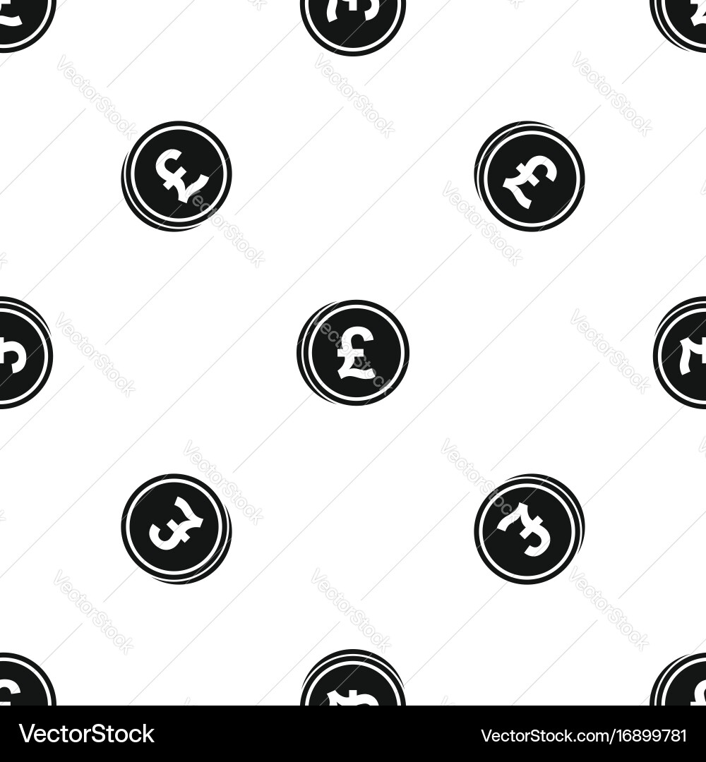 Coins of pound pattern seamless black Royalty Free Vector
