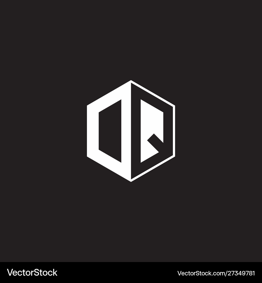Dq logo monogram hexagon with black background Vector Image