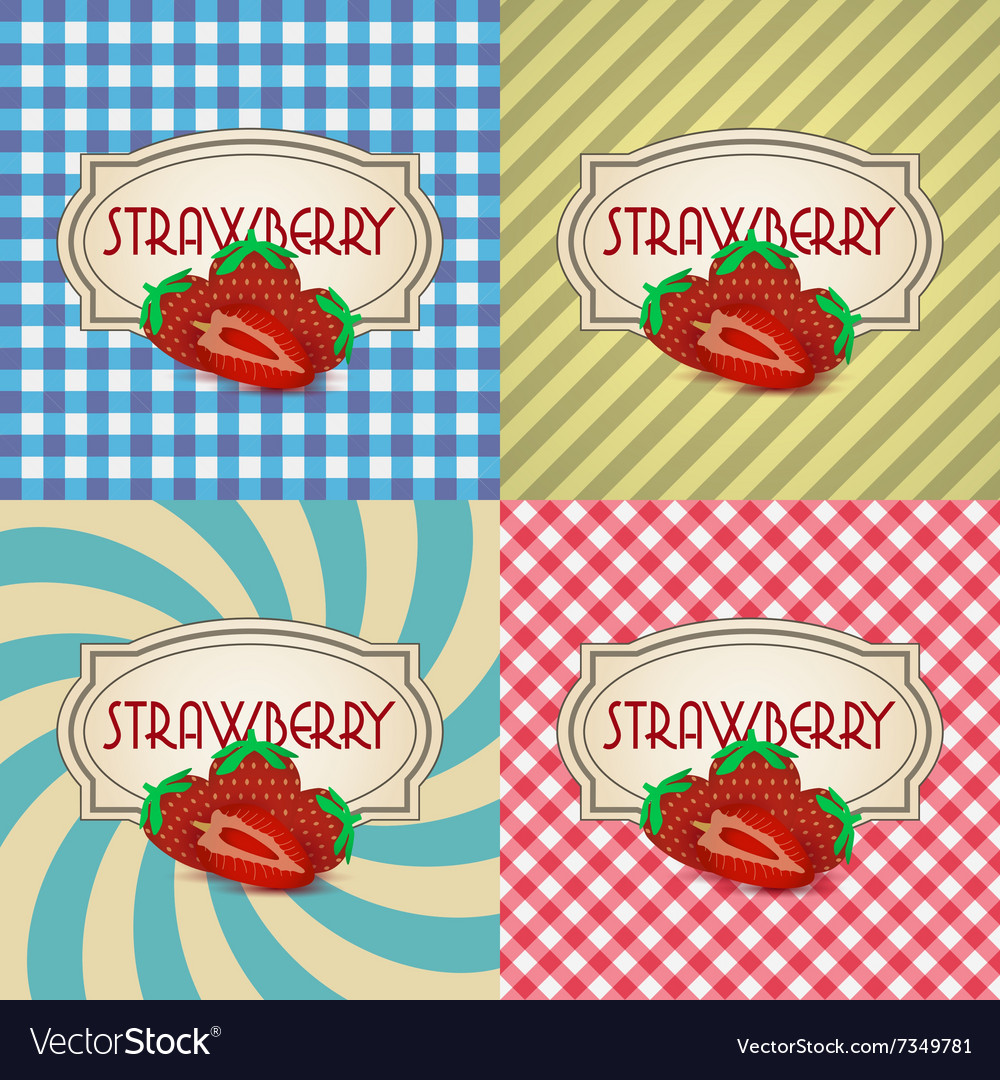 Four types of retro textured labels for strawberry