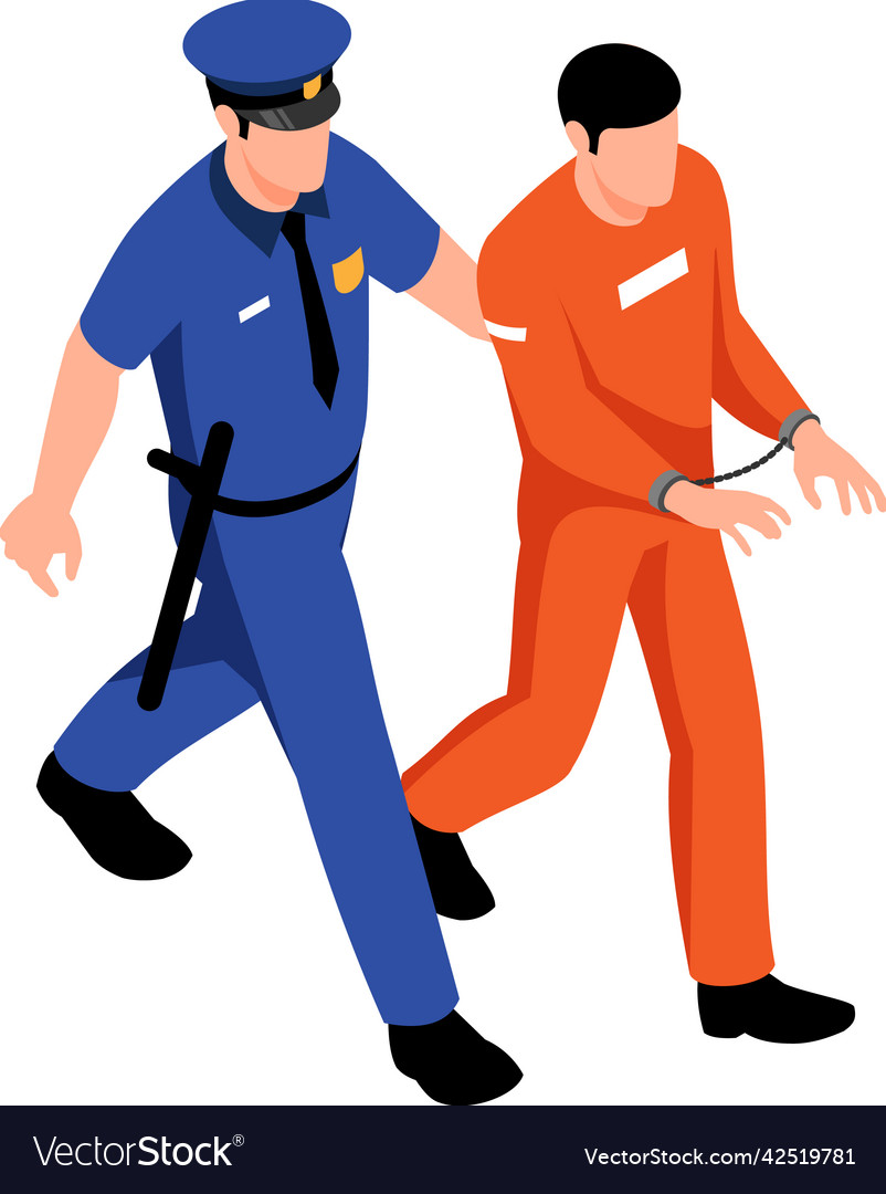 Guard escorting prisoner composition Royalty Free Vector