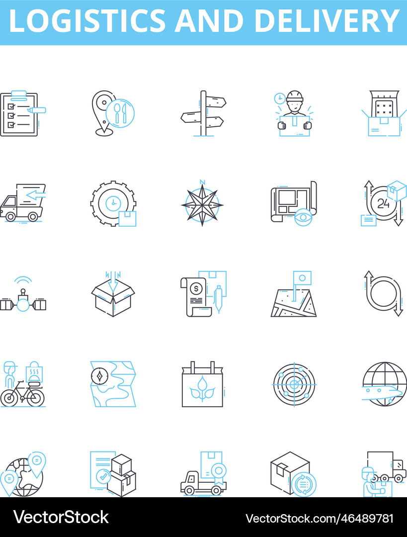 Logistics and delivery line icons set Royalty Free Vector