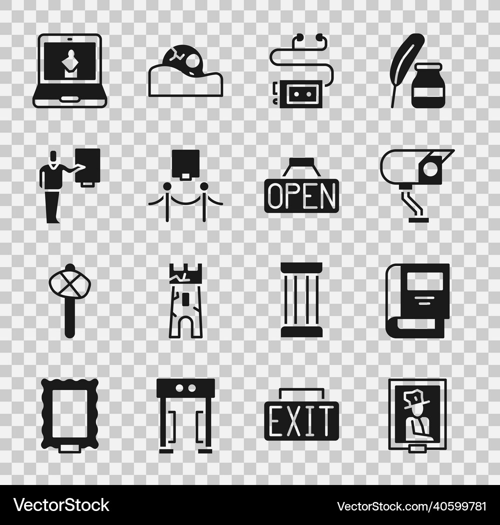 Set portrait in museum history book security Vector Image