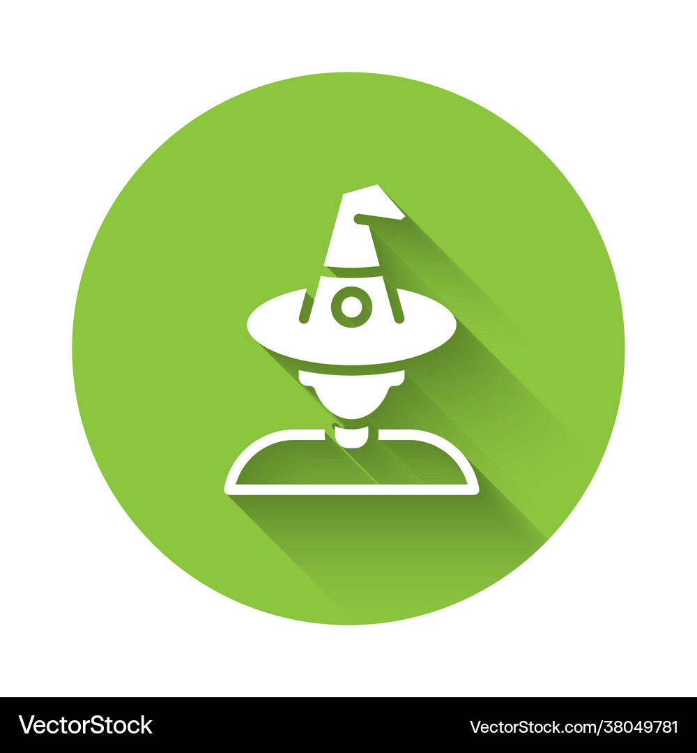 White witch icon isolated with long shadow happy Vector Image