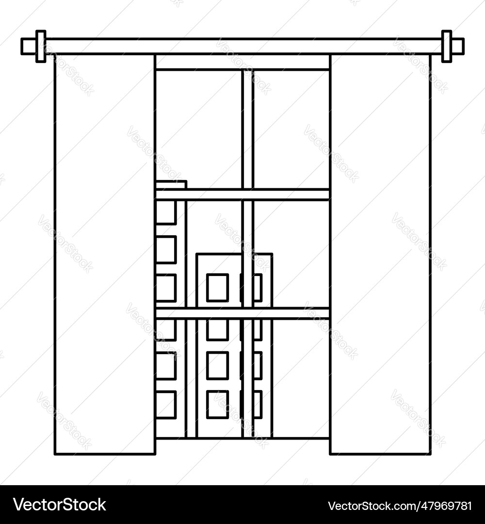 Window with long curtains view on sky and Vector Image
