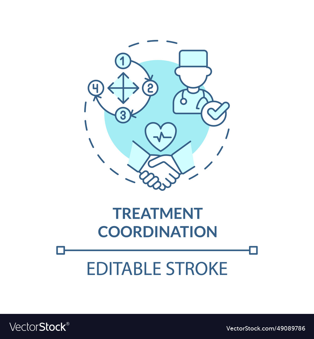 2d thin line blue icon treatment coordination Vector Image