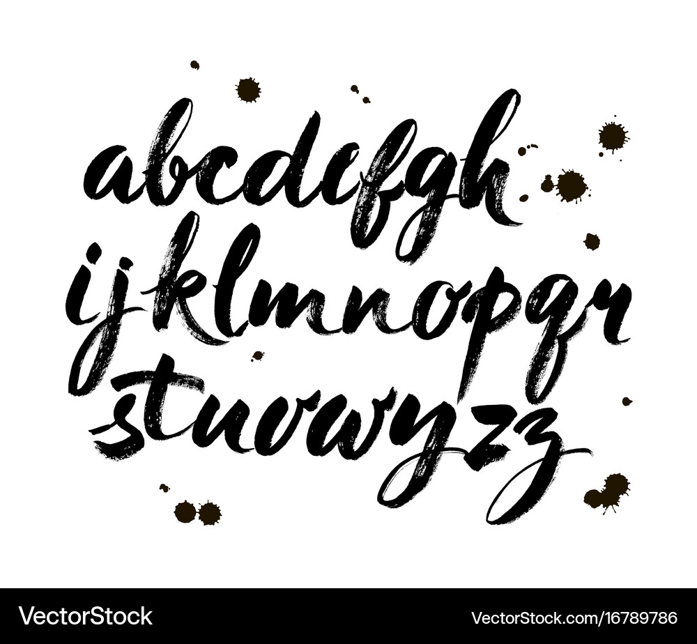 Acrylic brush style hand drawn alphabet Royalty Free Vector