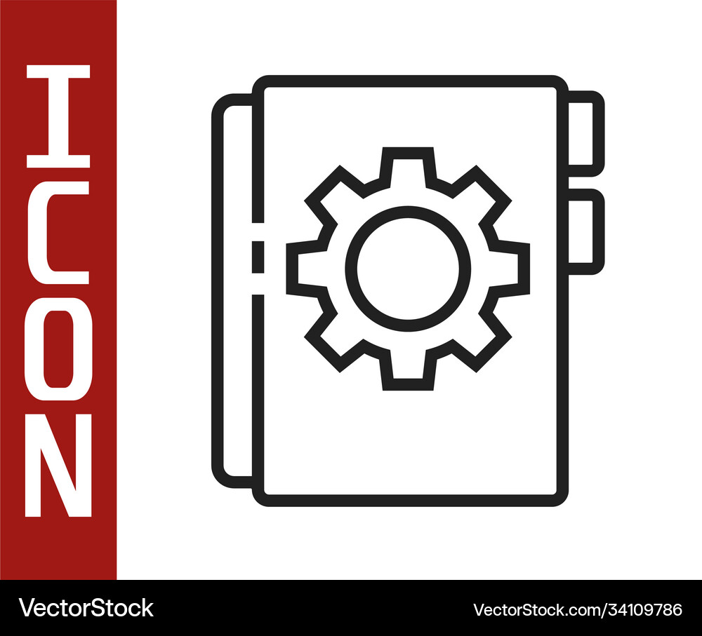 Black line user manual icon isolated on white Vector Image